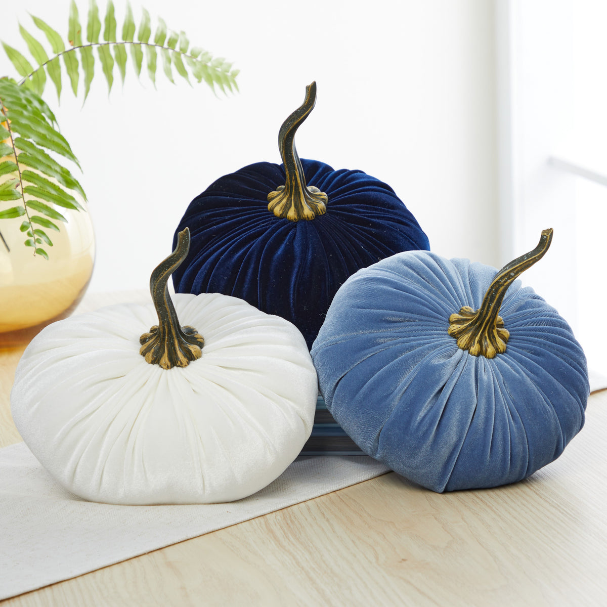 Extra Large Pumpkins Set of 3 - Navy, Slate Blue, Ivory– Your Heart's ...