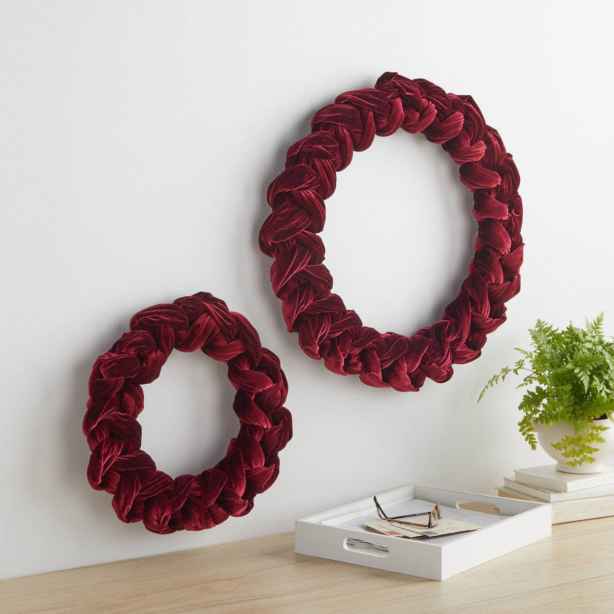 Burgundy Velvet Wreath, Wall Art, Front Door Wreath, Holiday Wreath, W ...